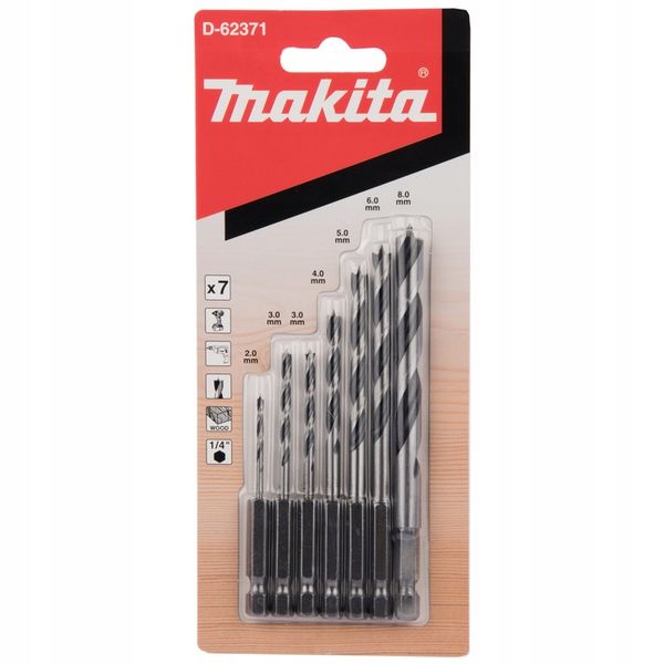 Kup Wiertła do drewna zestaw 1/4" HEX 2 - 8 mm komplet 7 szt. Makita D ...