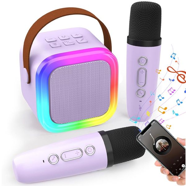 Kup PRZENOŚNY ZESTAW DO KARAOKE LED IDEALNY PREZENT Z 2SZT MIKROFON na ...