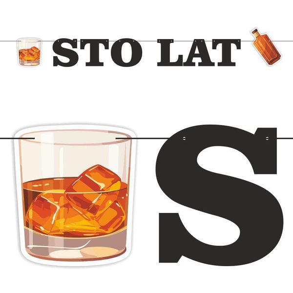 Baner flagi "Whisky - Sto Lat", czarny, czerwony, 1,7 m - Arena.pl