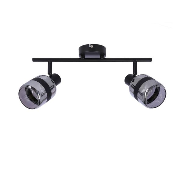 Yuki lampa listwa czarny matowy 2x15W E14 klosz dymiony - Arena.pl
