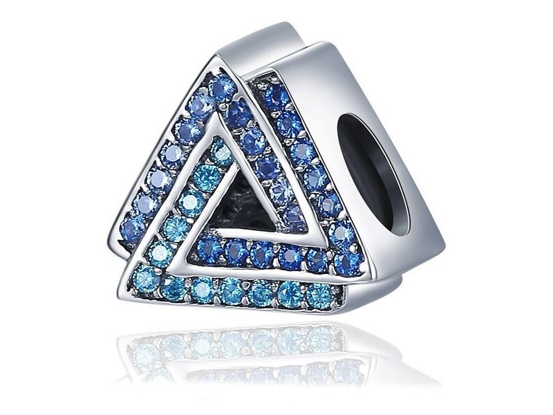 Rodowany srebrny charms do pandora trójkąt triangle ostrosłup cyrkonie ...