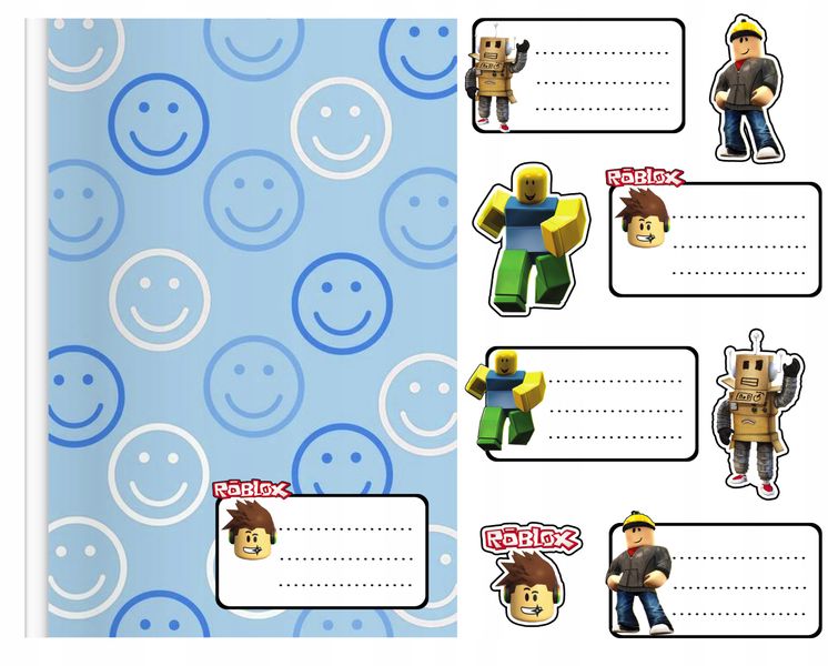 NAKLEJKI NA ZESZYT ZESZYTY NALEPKA 8szt - ROBLOX WZORY Z GIER + GRATIS ...