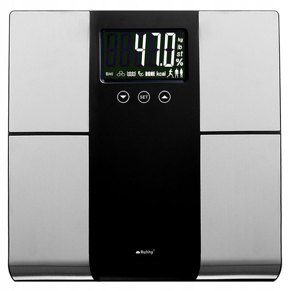Waga Łazienkowa Elektroniczna Analityczna 225kg Pomiar Tłuszczu Wody ...