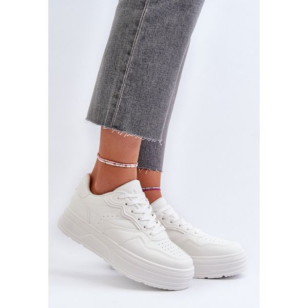 Sneakersy Damskie Na Platformie Białe r.39 - Arena.pl