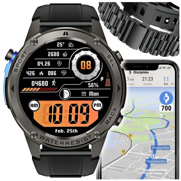 Smartwatch Męski Zegarek Rozmowy Funkcje GPS Wodoodporny Watch Polskie ...