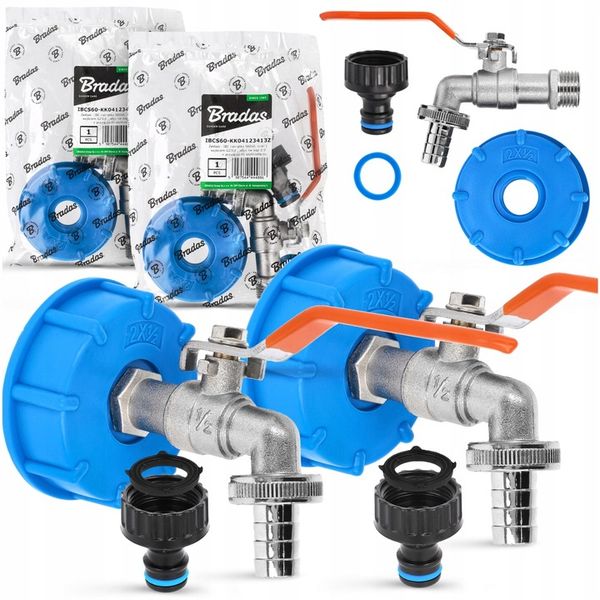 2x ZAWÓR CZERPALNY MAUZERA 1000L Kran Do Zbiornika IBC 1/2x3/4 Korek NA WĄŻ - Arena.pl
