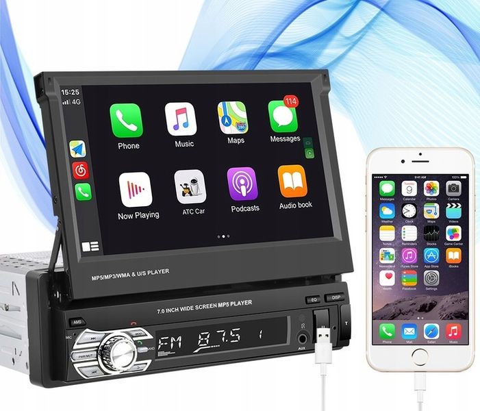 RADIO SAMOCHODOWE 1DIN 7'' BT WYSUWANY EKRAN DOTYKOWY MIRROR LINK KAMERA - Arena.pl