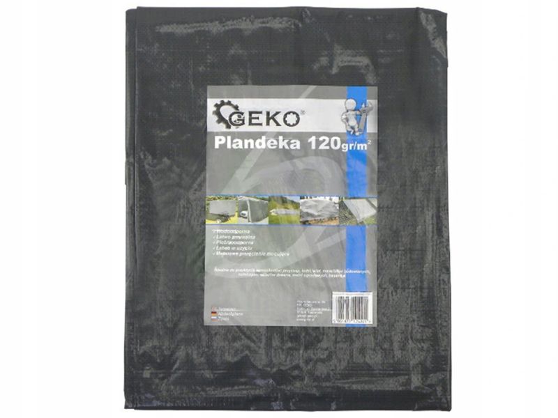 PLANDEKA UNIWERSALNA WZMACNIANA GRUBA 8x10 M SZARA GEKO G70552 120 g ...