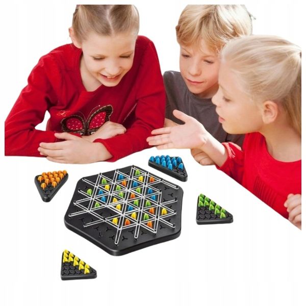 TRIANGLE CHESS BOARD GAME, INTERACTIVE PEGBOARD GAME, DESKTOP BOARD ...
