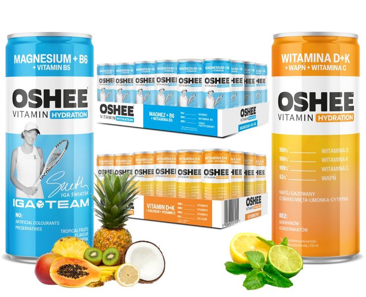 48x OSHEE Vitamin Hydration Witamina D + K oraz Magnez 250 ml - Arena.pl