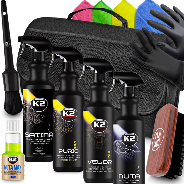 K2 Zestaw Detailingowy Satina Purio Velor Nuta Pędzelek Szczotka Ściereczki - Arena.pl