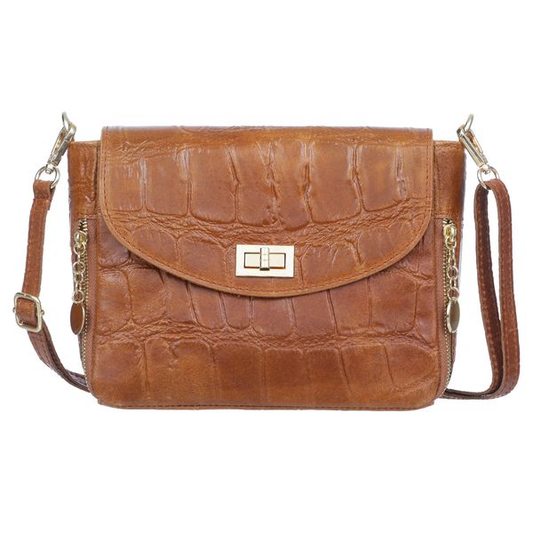 VERA PELLE torebka damska skórzana listonoszka kroko z paskiem V532 ...