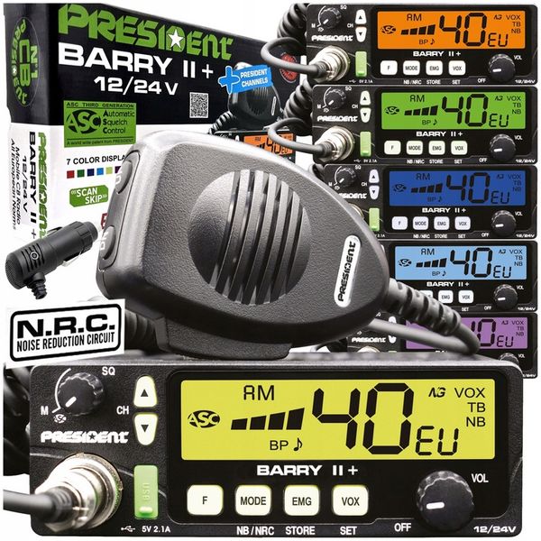 Kup CB radio do Tir Bus PRESIDENT BARRY II+ ASC 12/24V 7kolor VOX NB ...