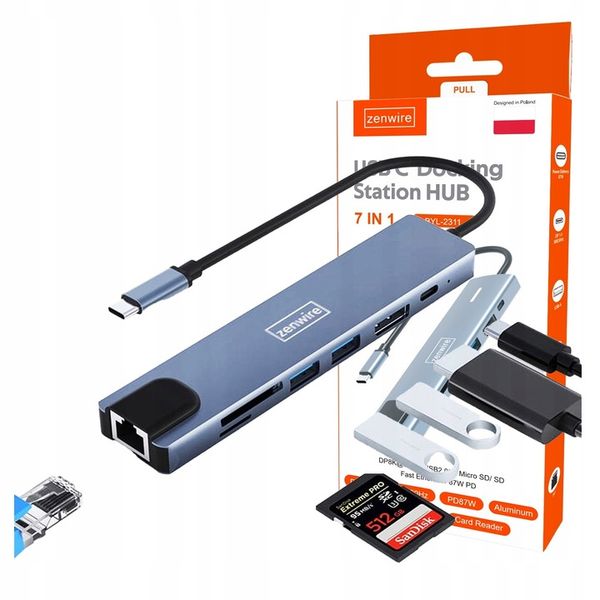 Kup ADAPTER HUB 8w1 USB-C DisplayPort 8K 4K Ethernet RJ45 Macbook Pro ...