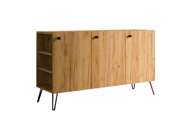 Komoda LOFT z półkami i drzwiczkami LEWA DĄB ZŁOTY - Arena.pl