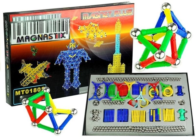 Dziecięca zabawa Zestaw Magnastix Klocki Magnetyczne 560 + Tablica ...