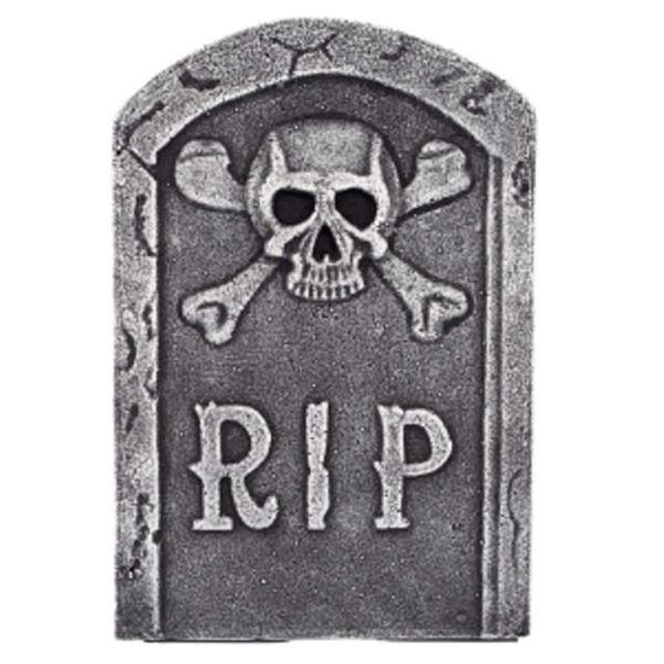 Dekoracja "Nagrobek z czaszką RIP", szara, Amscan, 31 cm - Arena.pl
