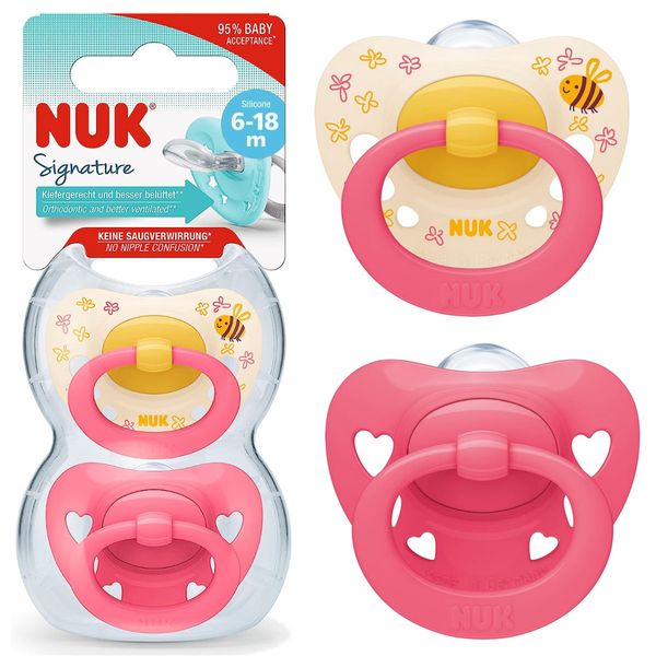 NUK Smoczek uspokajający ortodontyczny silikonowy 6-18m SIGNATURE pszczółki - Arena.pl