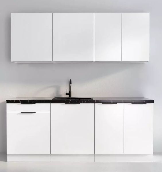 KAMSET Zestaw SET 2 Biały zestaw szafek kuchennych z blatem laminat ...