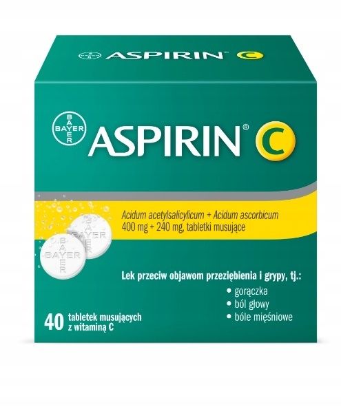 Aspirin C 400 mg + 240 mg, 40 tabletek musujących - Arena.pl
