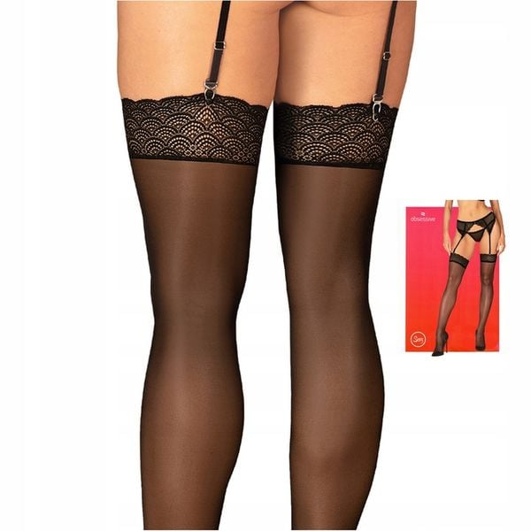 Pończochy do pasa z koronką OBSESSIVE Chemeris XS/S - Arena.pl