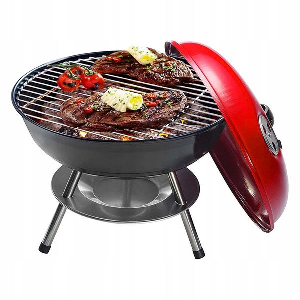 GRILL WĘGLOWY OGRODOWY ZAMYKANY OKRĄGŁY Z POKRYWĄ I POPIELNIKIEM ...