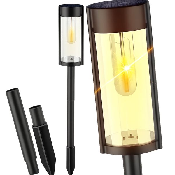 Lampa solarna wbijana ogrodowa wodoodporna czujnik zmierzchu ciepły biały - Arena.pl