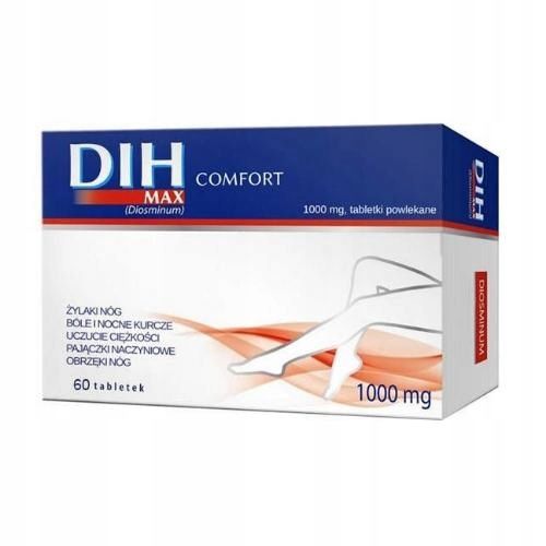 DIH MAX COMFORT 1000 mg, żylaki, hemoroidy 60 tabletek - Arena.pl