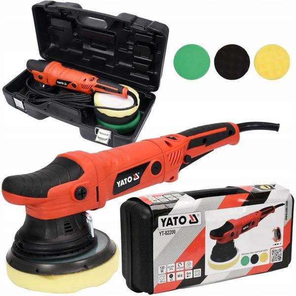 YATO POLERKA SZLIFIERKA MIMOŚRODOWA SAMOCHODOWA 720W 150MM + 3 GĄBKI - Arena.pl