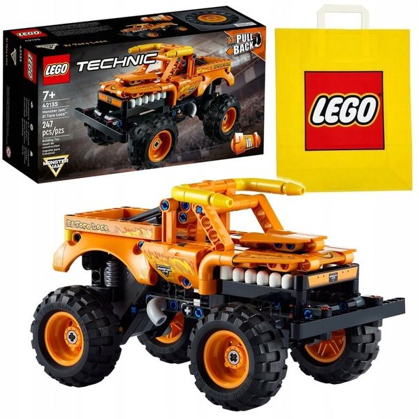 LEGO 42135 TECHNICS MONSTER JAM TRUCK + WYŚCIGÓWKA El Toro 2w1 + TORBA ...