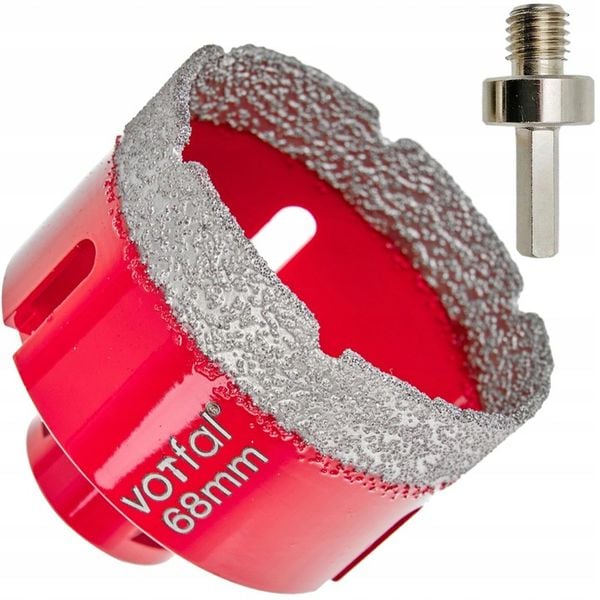 OTWORNICA DIAMENTOWA 68MM + ADAPTER M14 WIERTŁO DIAMENTOWE DO GRESU GLAZURY - Arena.pl