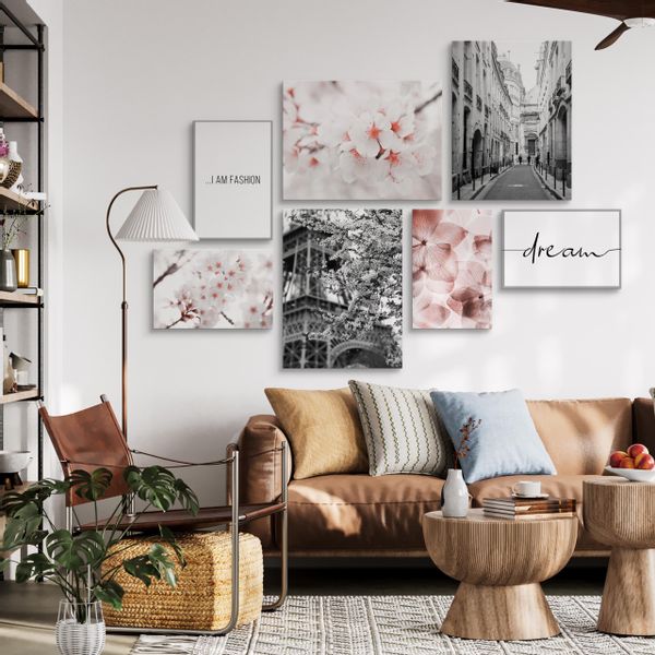 Obrazy Canvas Paryskie Uliczki WIEŻA Eiffla Kwiaty Wiśni Line-art 110cm ...