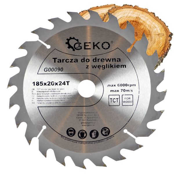 PIŁA TARCZA WIDIOWA DO CIĘCIA DREWNA 185x20 24 ZĘBY TNĄCE GEKO G00090 - Arena.pl