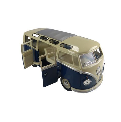VW VOLKSWAGEN CLASSICAL BUS 1962 OGÓREK OTW. DRZWI 1:24 NIEBIESKI ...