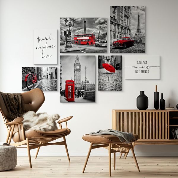 Obrazy Canvas Do Salonu Uliczki BIG Ben Wieża Eiffla Architektura 110cm ...