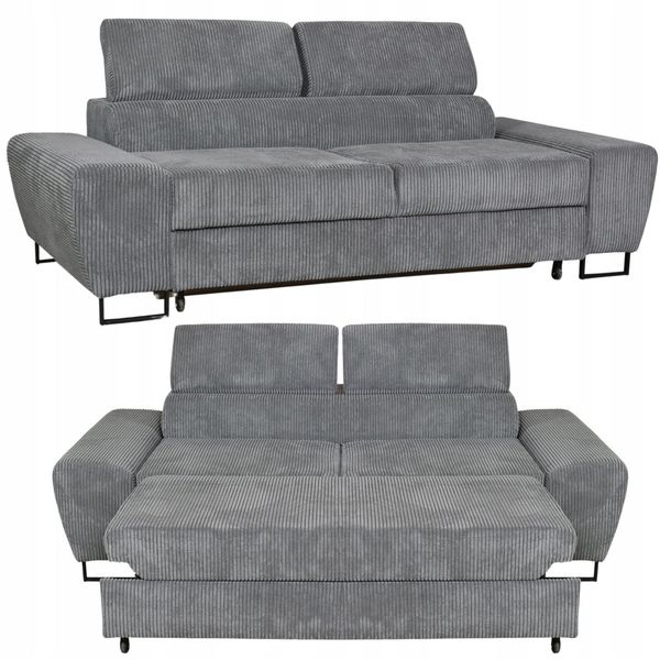 Sofa kanapa Savio salon Family meble szary sztruks reg zagłówek - Arena.pl