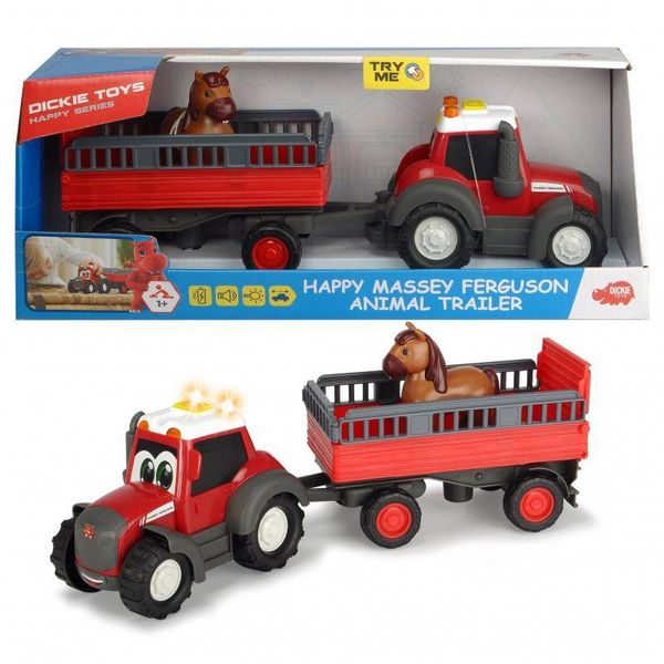 DICKIE ABC Happy Massey Ferguson Traktor z przyczepką i koniem - Arena.pl