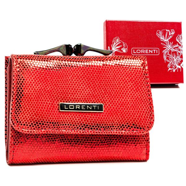 Damska skórzana portmonetka z cekinami od Lorenti - Arena.pl