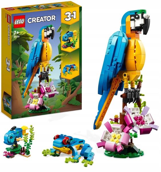 LEGO Creator 3 w 1 31136 Egzotyczna papuga 3w1 Prezent - Arena.pl