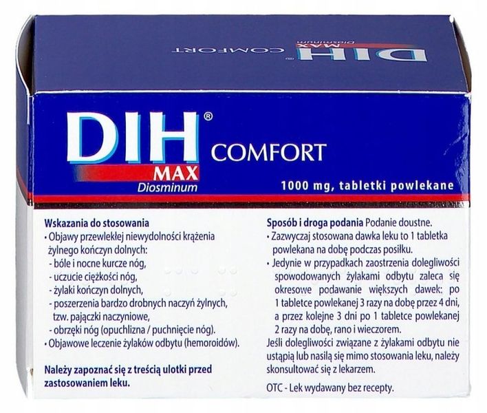 DIH Max Comfort diosmina żylaki hemoroidy 60 tabl. - Arena.pl