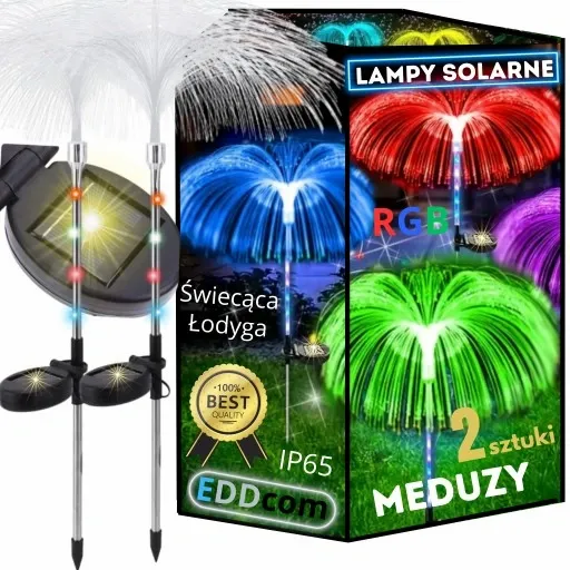 LAMPA SOLARNA OGRODOWA MEDUZA RGB WBIJANA Z CZUJNIKIEM ŚWIATŁOWODOWA 2 szt. - Arena.pl