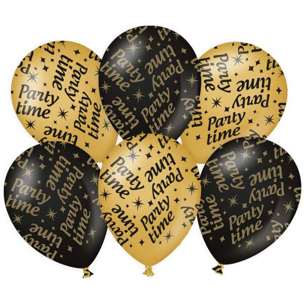 Balony "Party Time - Classy Party", czarno złote, metalic, 12", PD ...