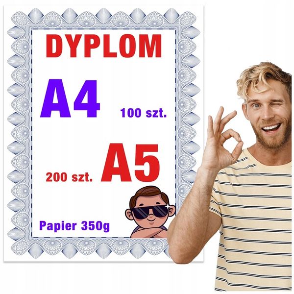 DYPLOMY DYPLOM ULOTKI DRUK A4 - 100 szt. A5 - 200 szt. do wyboru KREDA 350g - Arena.pl