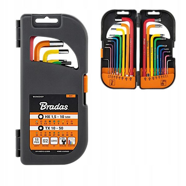 ZESTAW KLUCZY IMBUSOWYCH ORAZ KLUCZE TROX HX 1,5-10 MM TX 10-50 18 SZT ...
