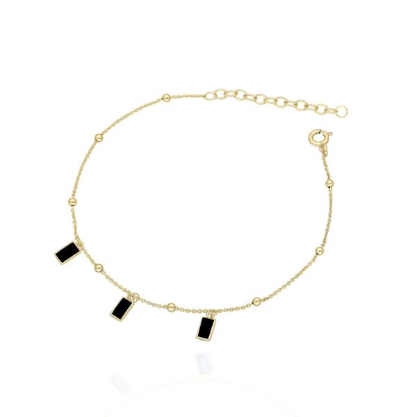 srebrna pozłacana bransoletka celebrytka z czarnymi cyrkoniami - Arena.pl