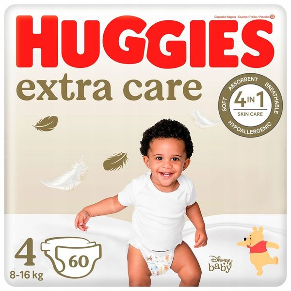 Kup HUGGIES pieluszki Extra Care 4 (8-16 kg) Mega 60szt na arena.pl i ...