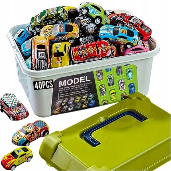 Duży zestaw samochodów metalowe resoraki w walizce autko autka z napędem 40 - Arena.pl