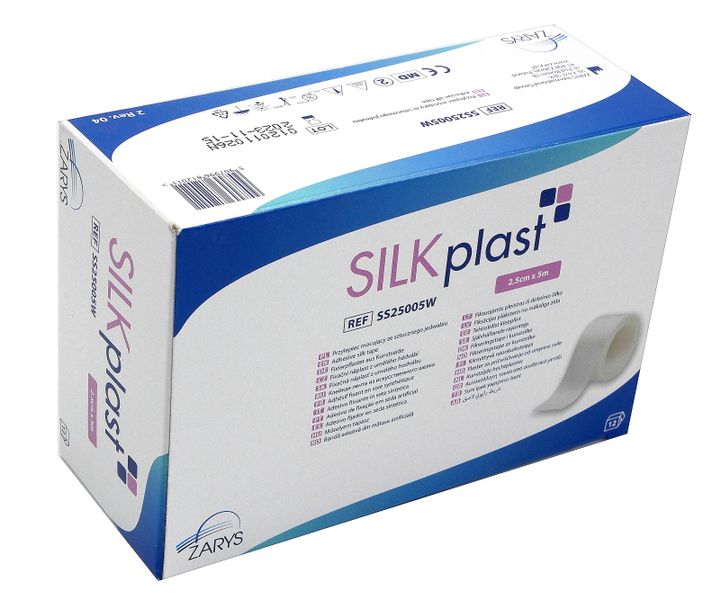 Plaster jedwabny przylepiec 2,5 cm x 5 m 12 sztuk SilkPlast - Arena.pl