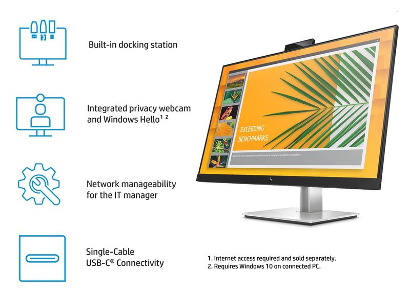 Monitor HP E27d G4 QHD USB-C Docking IPS 75Hz 27 cali 2560x1440 HDMI ...