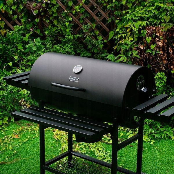 GRILL WĘGLOWY GRIL OGRODOWY Z POKRYWĄ POPIELNIK ZAMYKANY OGRÓD DUŻY ...